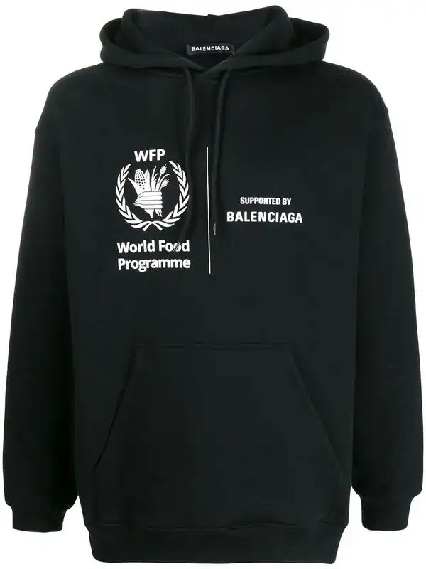 Balenciaga World Food Prograe Print Hoodie - Black | Editorialist