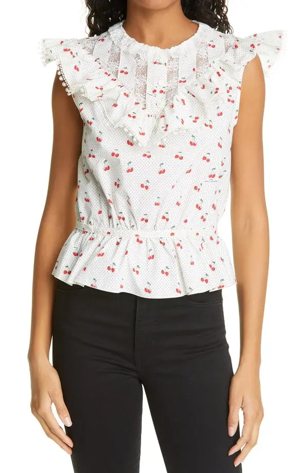 Marc Jacobs The Victorian Top - Ivory/ Red | Editorialist