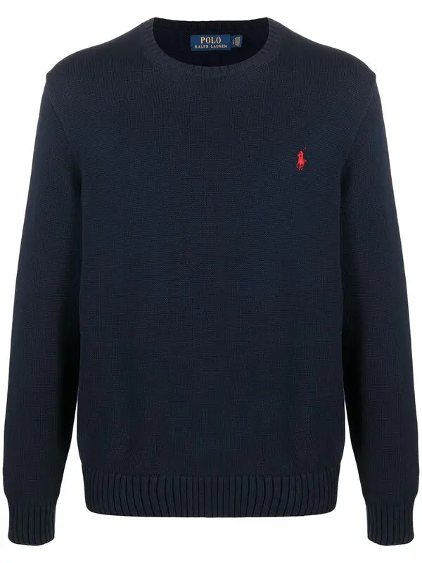 Ralph Lauren Embroidered Logo Knitted Jumper - Blue