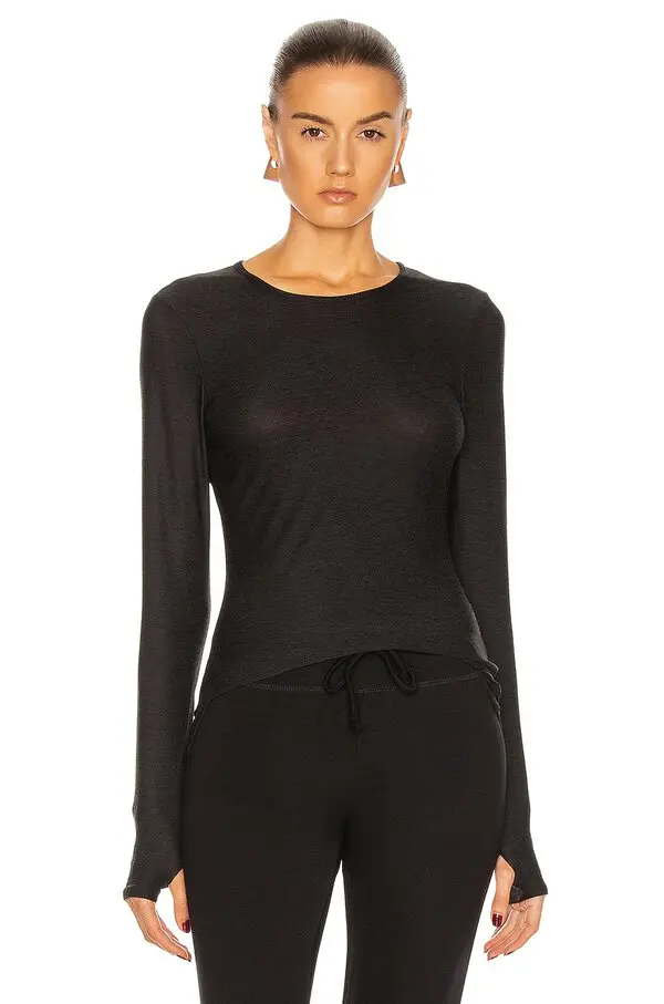 Beyond Yoga Featherweight Classic Crew Pullover Top - Darkest Night