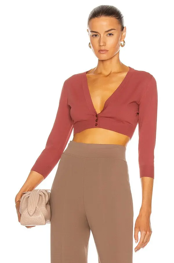 Alaïa Cropped Cardigan - Grenat