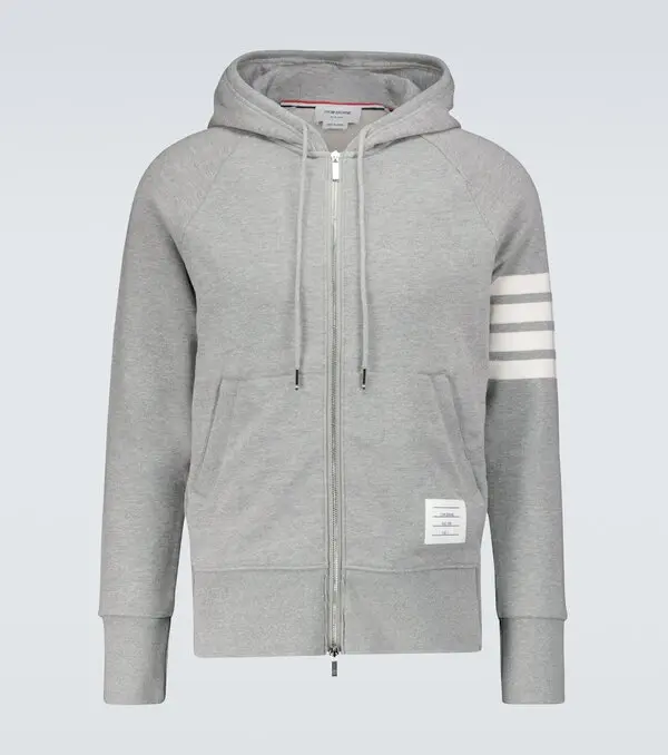 Thom Browne Zipped 4-bar Hooded Sweatshirt - Grey