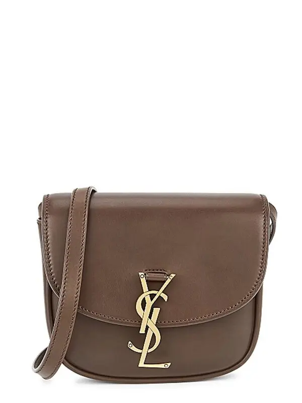 Saint Laurent Kaia Leather Cross-Body Bag Dark Brown Editorialist