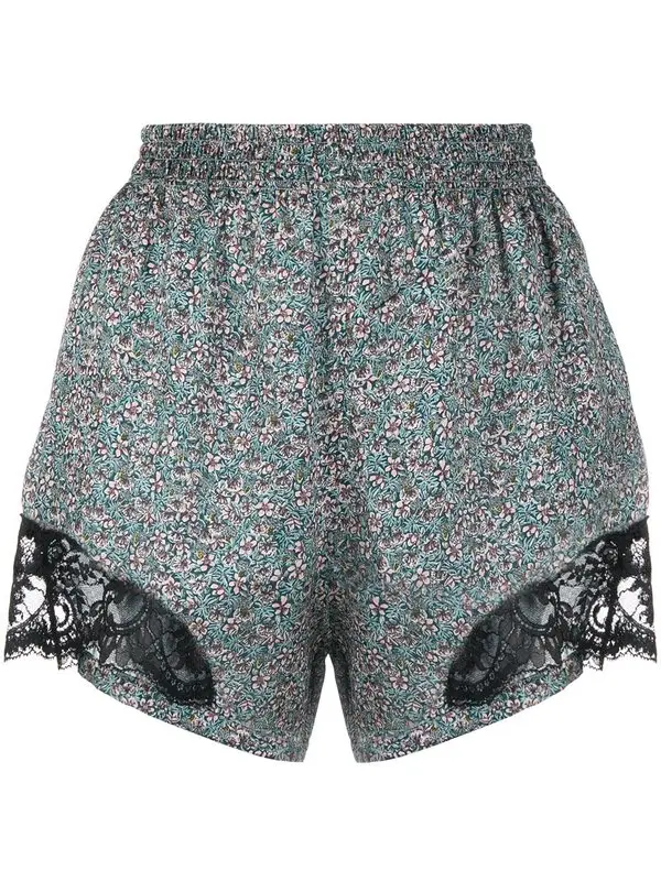 Rabanne Lace-panel Floral-print Shorts