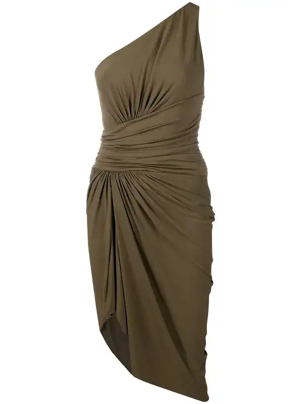 Alexandre Vauthier Asymmetrical One-Shoulder Ruched Dress In Green - 71%  Off | Editorialist