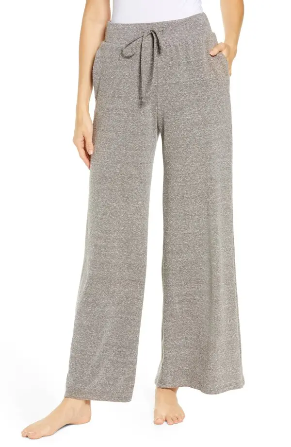 Socialite Brushed Rib Knit Wide Leg Lounge Pants Heather
