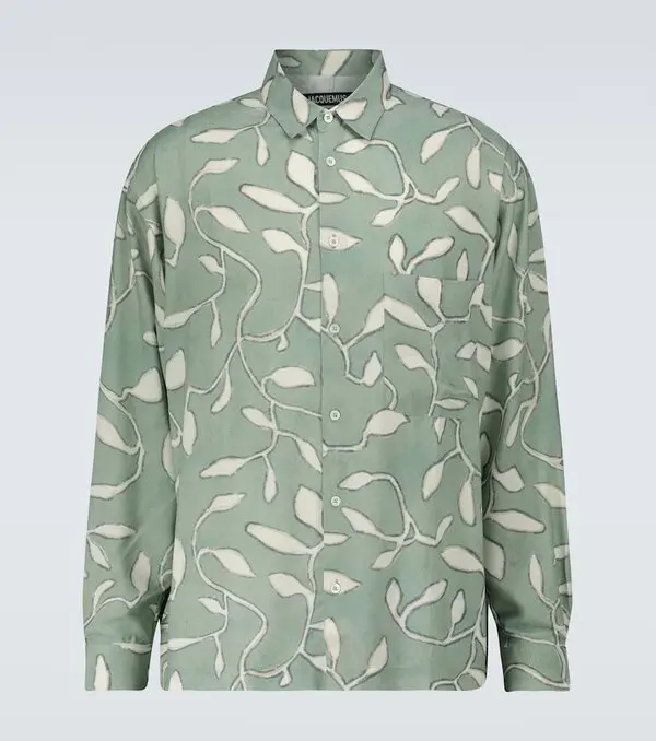 Jacquemus La Chemise Baou Printed Shirt In Green 30% Off