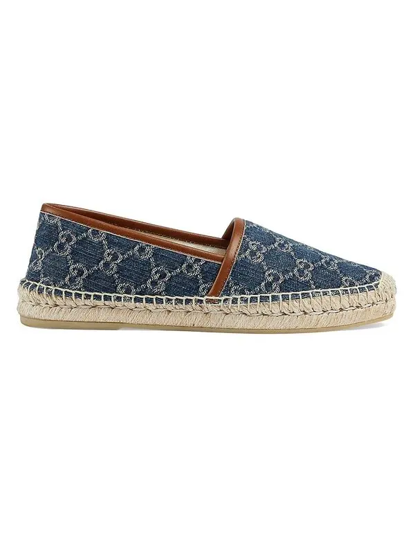 Gucci Wo Gg Denim Pillar Espadrilles - Blue Tea | Editorialist