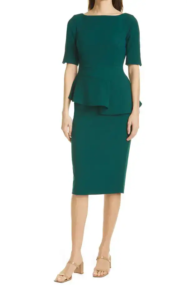slim fit dress slacks Stunning Emerald Green peplum dress main image 0