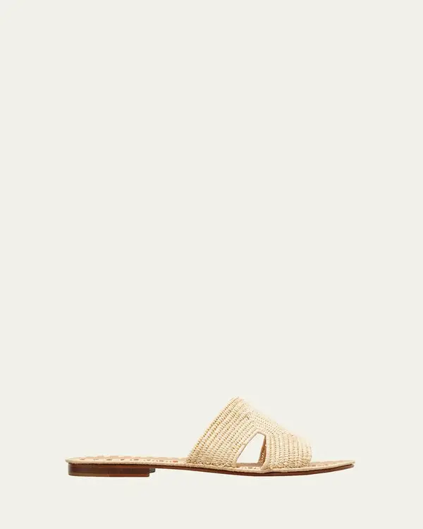 Carrie Forbes Cuadro Raffia Slide Sandals - Natural