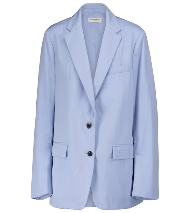 Dries Van Noten Cotton Poplin Notched Lapel Blazer