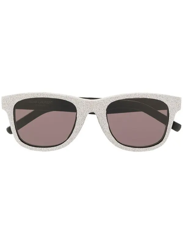 Saint Laurent Glitter-Effect Square Sunglasses - Silver  display picture 1