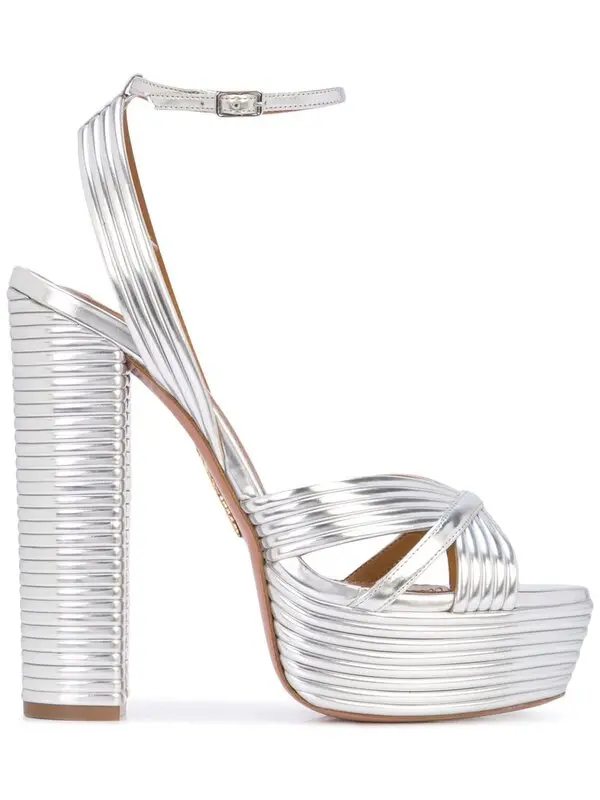 AQUAZZURA 140mm Sundance Plateau Sandals - Silver