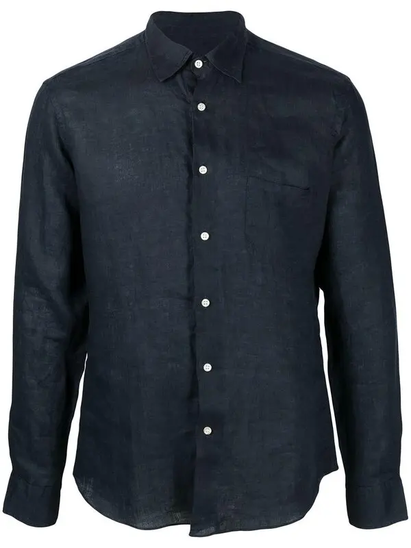 PENINSULA SWIMWEAR Crinkled Effect Curved Hem Shirt - Blue