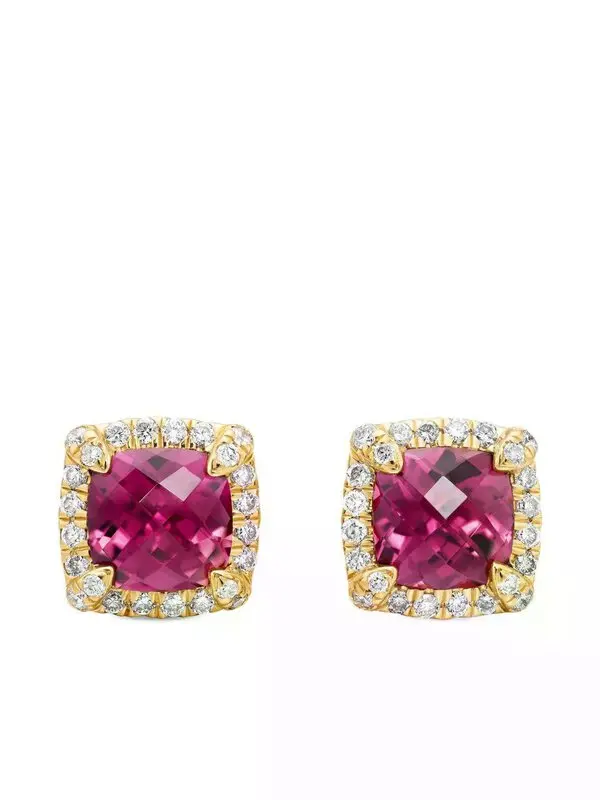 David Yurman 18kt Yellow Petite Chatelaine Tourmaline And Diamond Stud Earrings - Gold