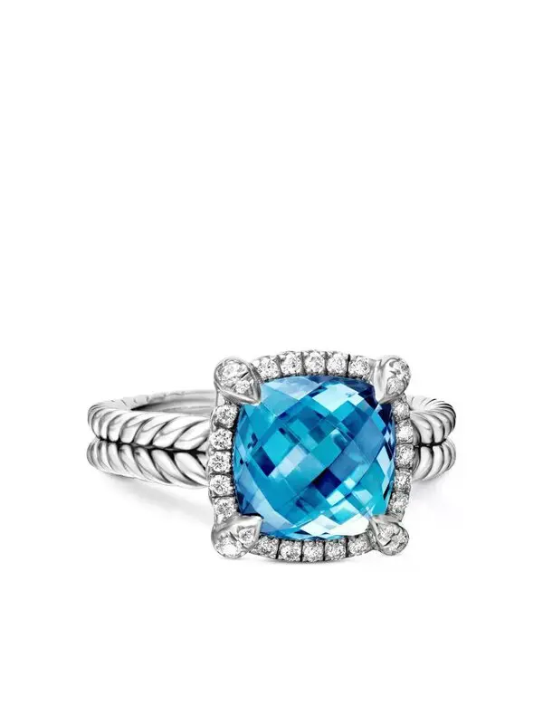 David Yurman Sterling Chatelaine Pavé Diamond And Topaz Ring - Silver