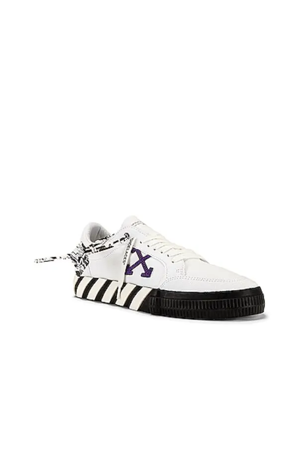 Off-White Low Vulcanized Canvas Sneaker In White - White & Purple ...