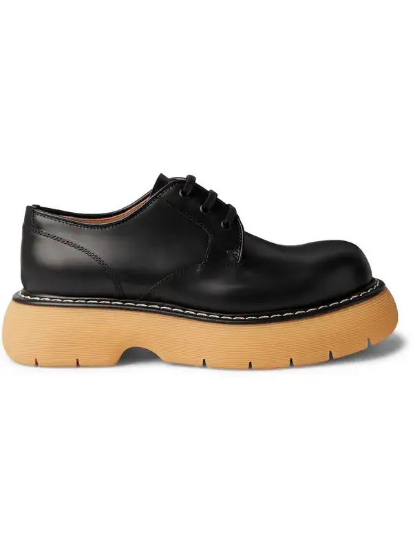 Bottega Veneta The Bounce Leather Derby Shoes - Black | Editorialist