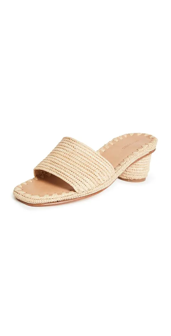Carrie Forbes Bou Heeled Mules - Natural