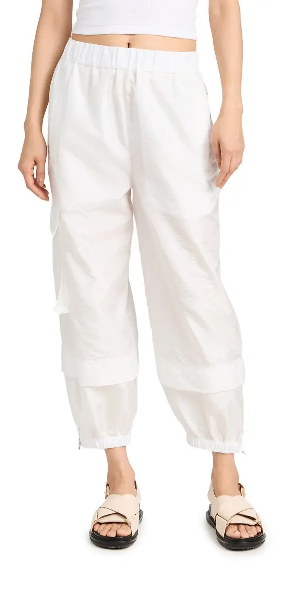 Tibi Crispy Nylon Pull-on Joggers - White