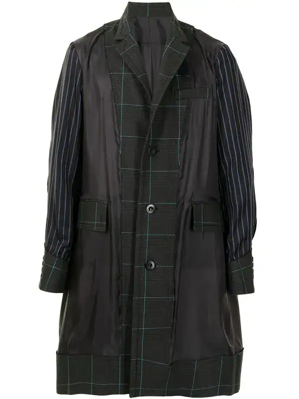 Sacai Patchwork Trench Coat - Black | Editorialist