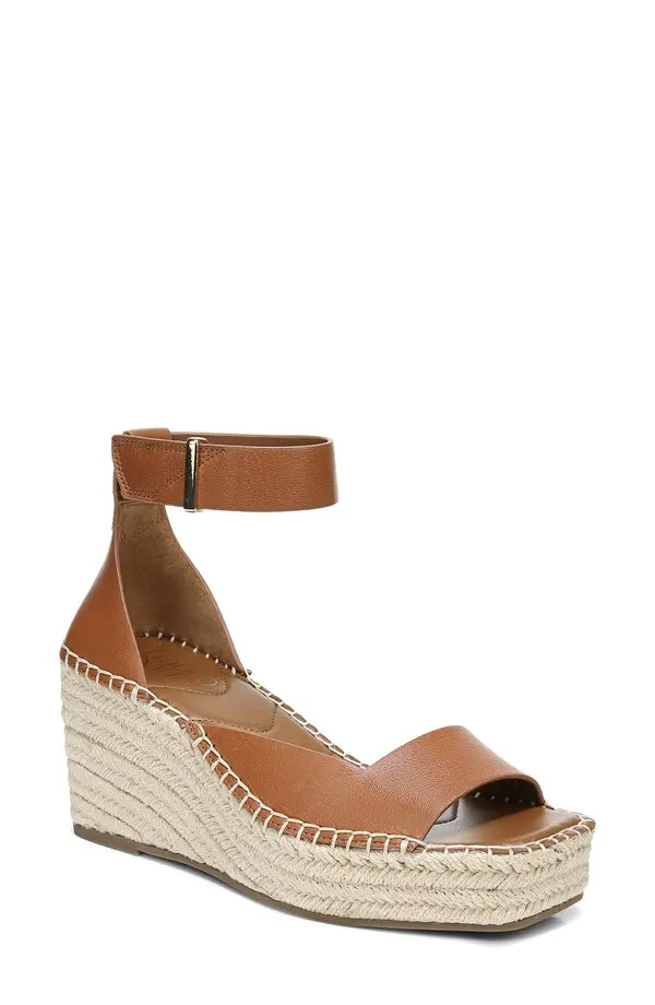Franco Sarto Camera Espadrille Wedge Sandal In Cognac Leather 30