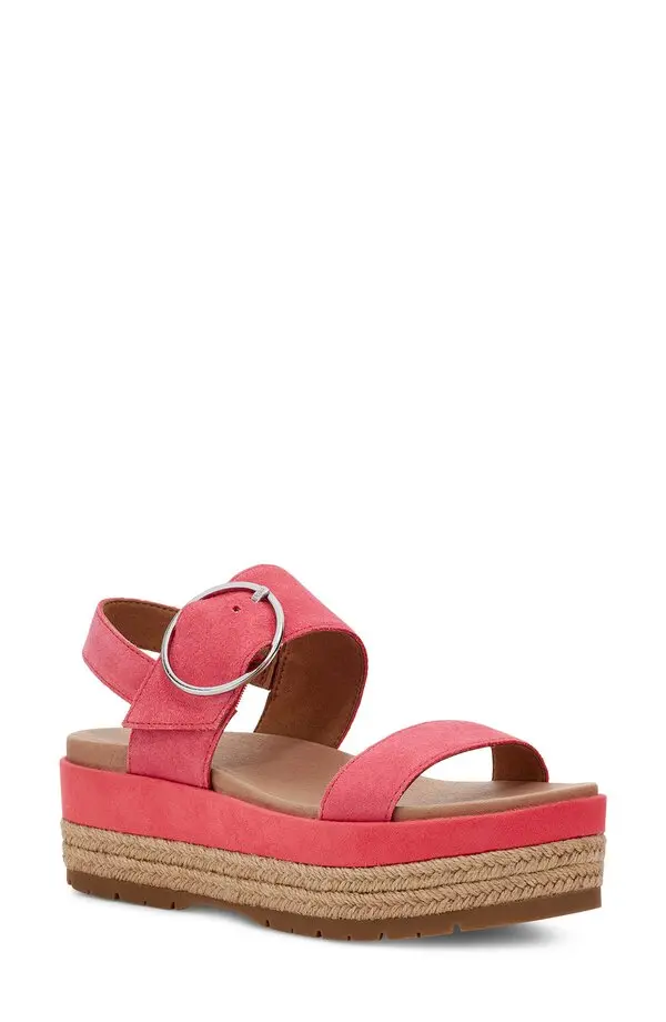 Ugg April Espadrille Platform Sandal In Strawberry Sorbet Suede