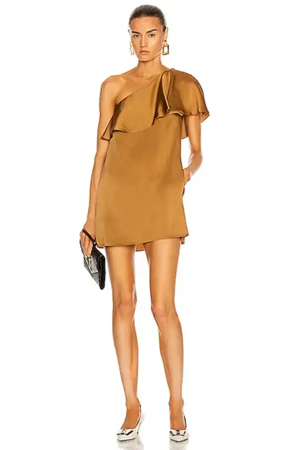 saint laurent one shoulder mini dress One-shoulder guipure-lace trimmed cotton-poplin mini dress - white