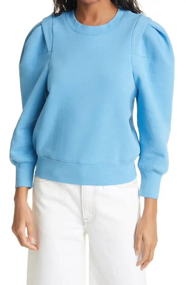 Frame Puff Sleeve Sweatshirt - Blue | Editorialist