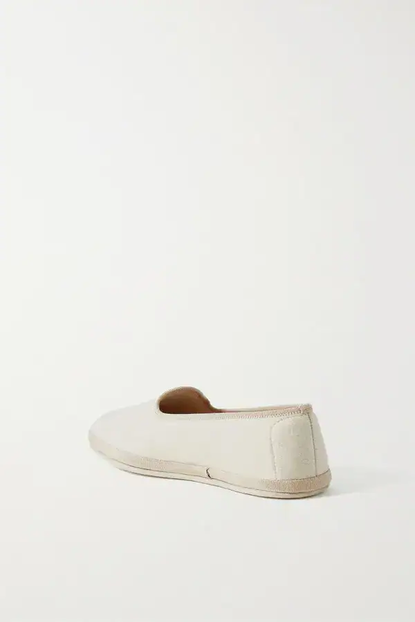 Loro Piana Venice Cashmere-Blend Flannel Slippers Ecru