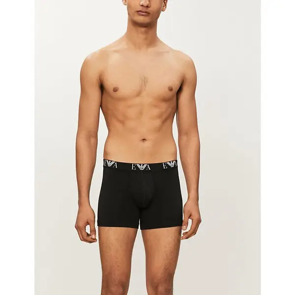 Emporio Armani Pack Of Two Logo-detail Regular-fit Stretch-cotton Boxers