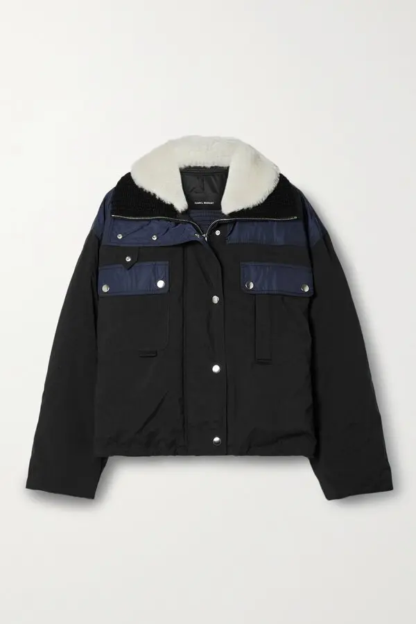 Isabel Marant Dellazia Shearling-trimmed Bomber Jacket - Black