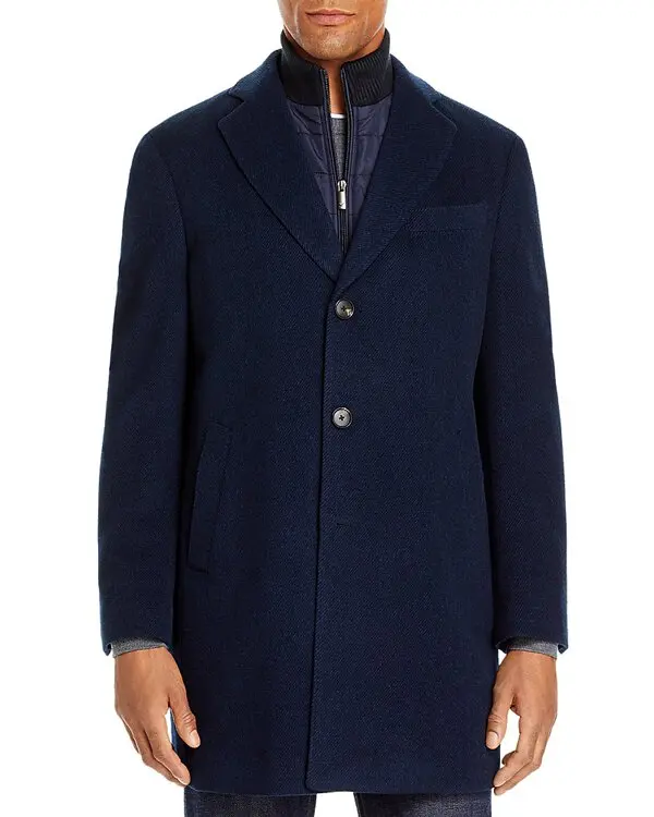 Cardinal Of Canada Wool-cashmere Topcoat With Bib - Navy Twill