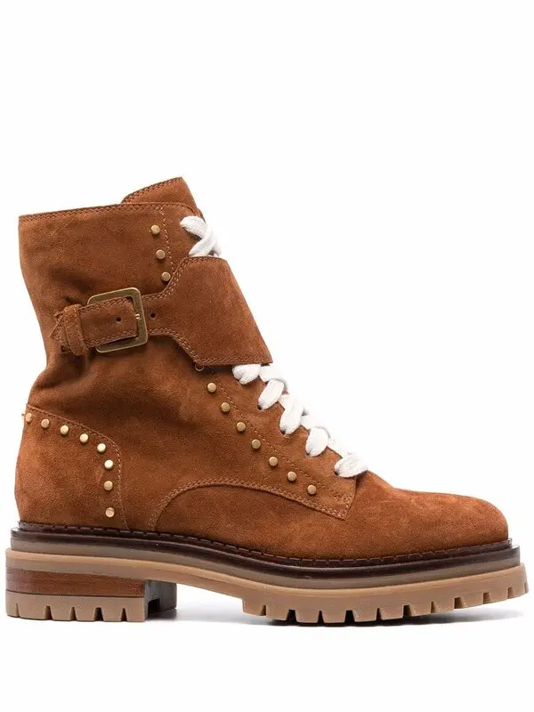 SERGIO ROSSI Lace-up Suede Boots