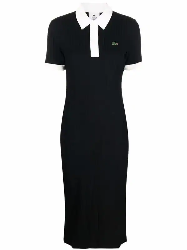 Lacoste Ribbed-Knit Polo Dress In Black - 5% Off | Editorialist