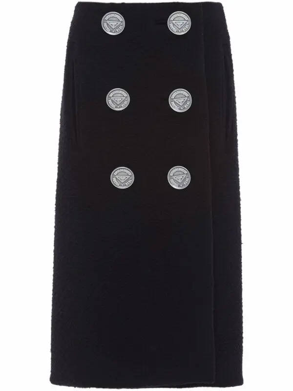 Prada Button-detailed Midi Skirt