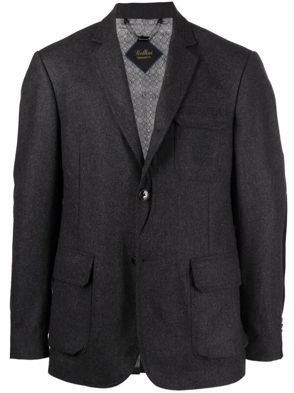 BILLIONAIRE Embroidered-logo Tailored Blazer - Grey