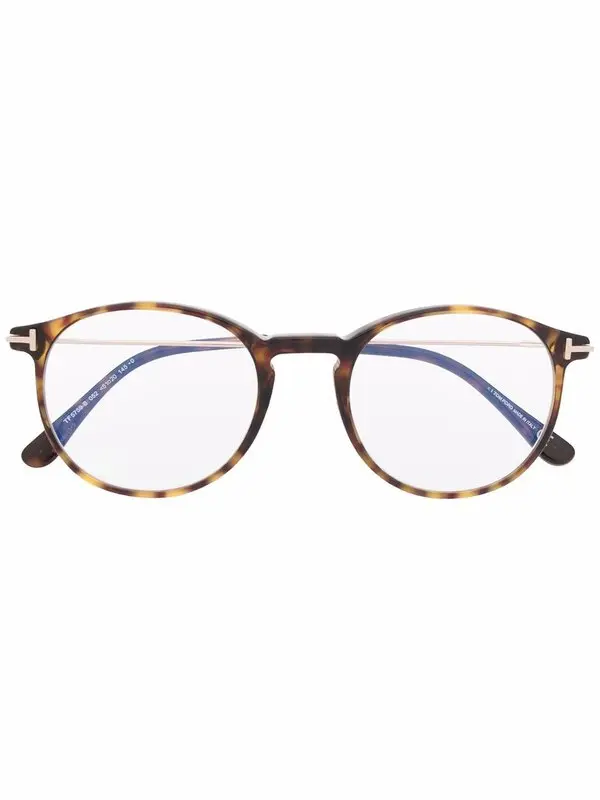 TOM FORD Tortoiseshell-effect Round-frame Glasses