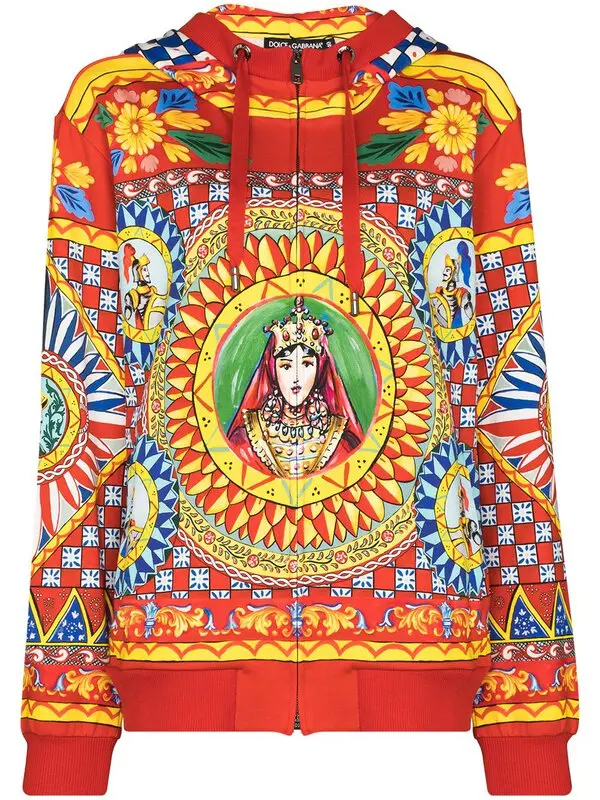 Dolce & Gabbana Carretto-print Zip-up Hoodie