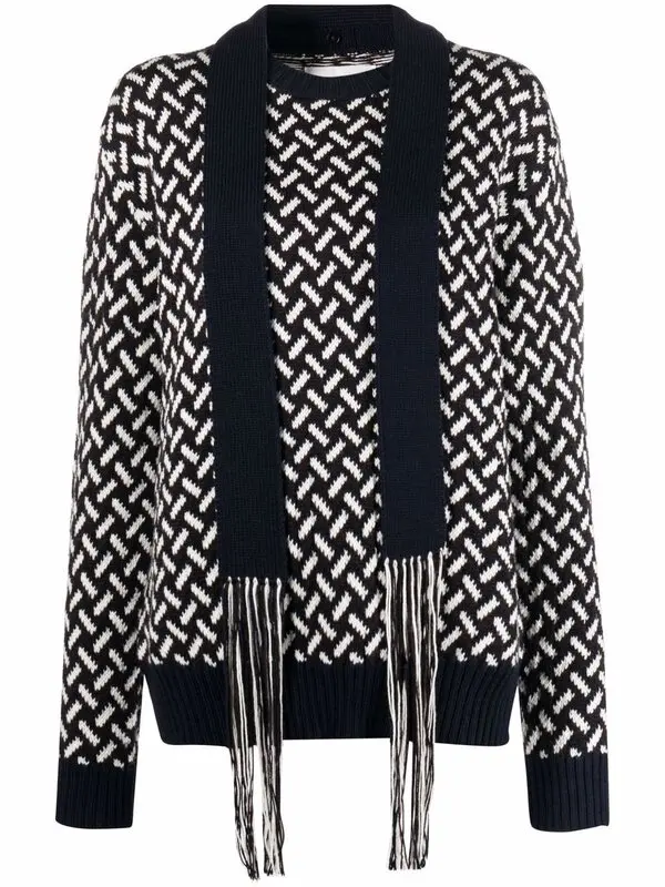 JIL SANDER Scarf-detail Wool Jumper - Blue