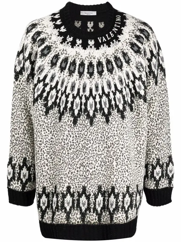 Valentino Garavani Intarsia-pattern Jumper - White