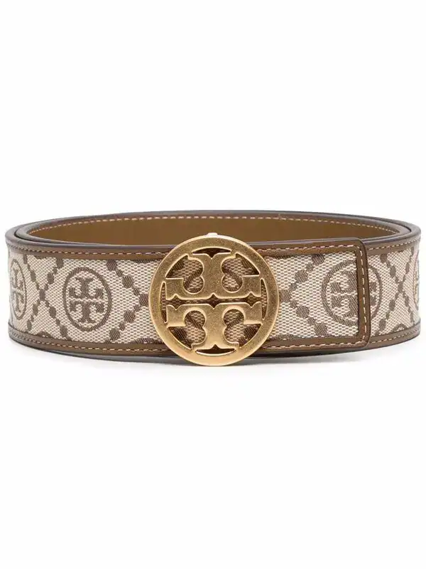 Tory Burch Monogram Print Belt In Brown - 25% Off | Editorialist display picture 1