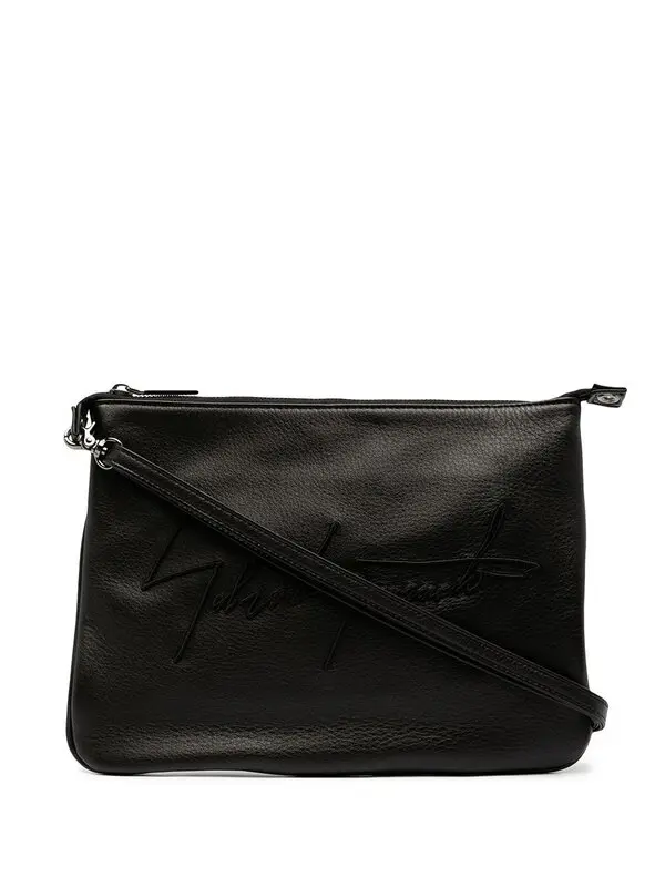 Yohji Yamamoto Logo-embroidered Leather Shoulder Bag