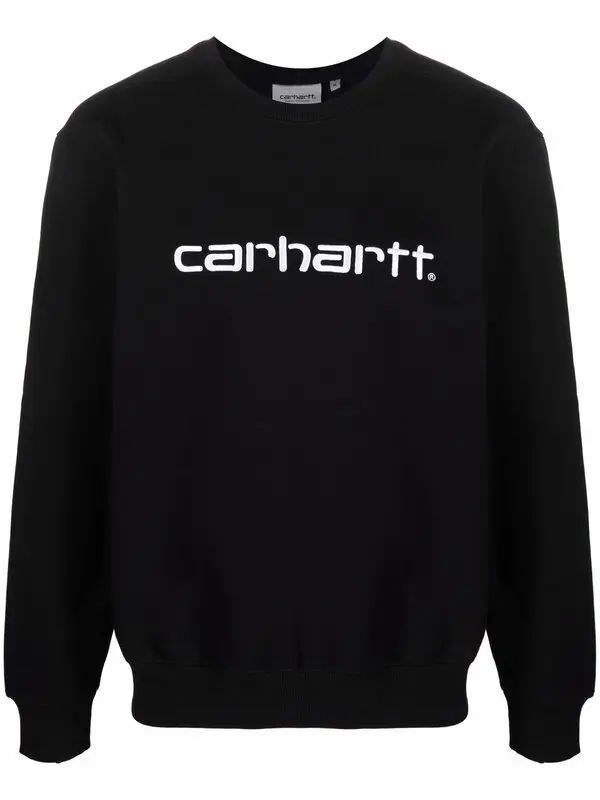 Carhartt Work In Progress Logo-embroidered Crew Neck Sweatshirt - Black