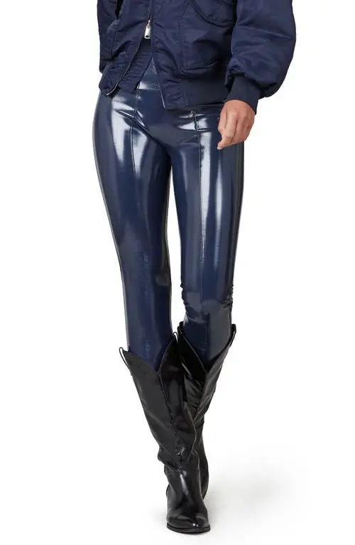 SPANX® Faux Patent Leather Leggings - Port Navy