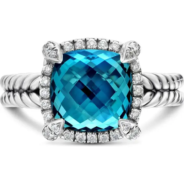 David Yurman Châtelaine Pavé Bezel Ring - Blue Topaz
