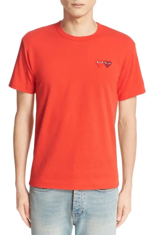 Play Comme Des Garcon Twin Hearts Slim Fit Jersey T-shirt - Red 5