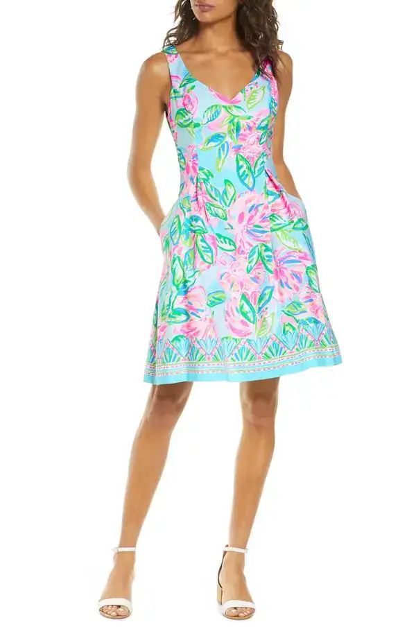 Lilly Pulitzer Linnet Watercolor Fit & Flare Dress In Multi - 40% Off |  Editorialist