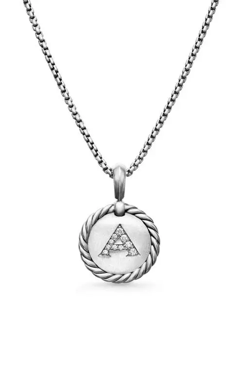 David Yurman Initial Charm Diamond Necklace - Silver/diamond-a
