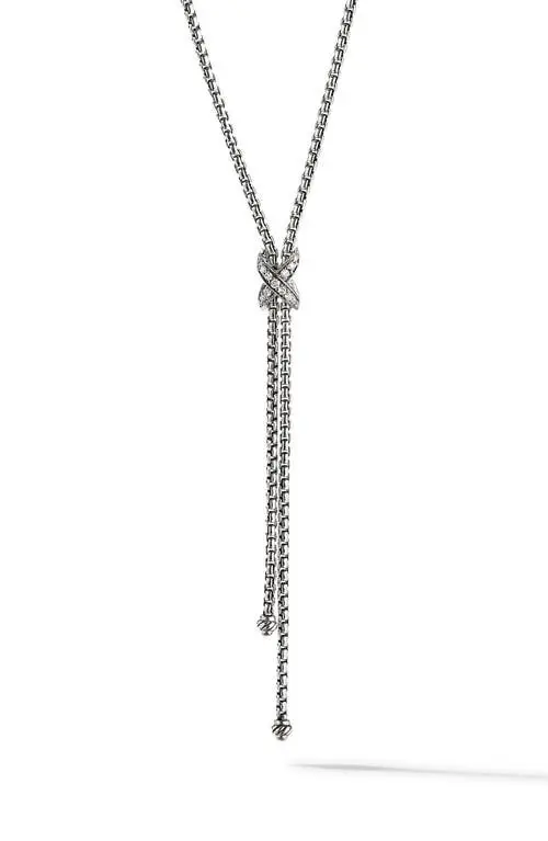 David Yurman Petite X Lariat Necklace - Silver Pave